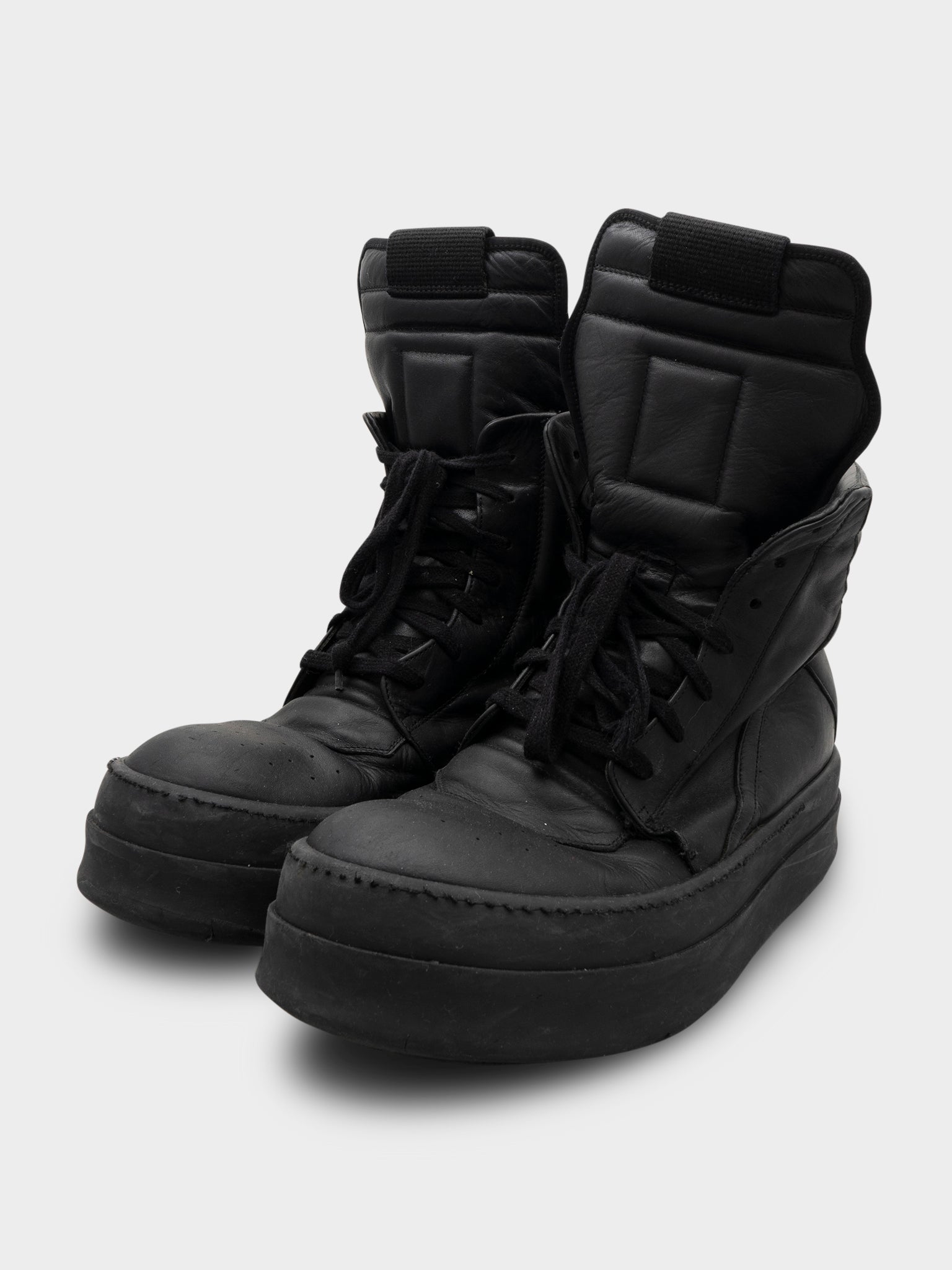 Buy Rick Owens Triple Black Mega Bumper Geobaskets Online at Groupie